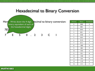 Math1003 1.11 - Hex to Binary Conversion | PDF | Computing | Technology ...