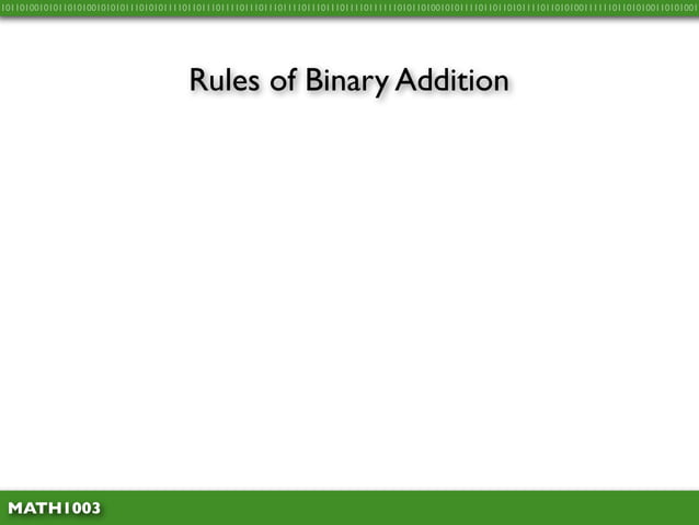 Math1003 1.12 - Binary Addition | PPT