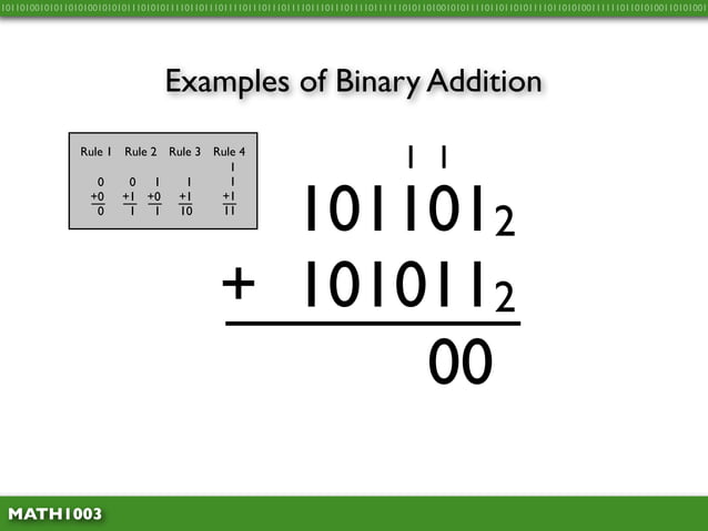 Math1003 1.12 - Binary Addition | PPT | Free Download