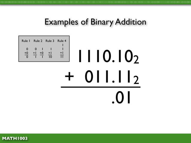 Math1003 1.12 - Binary Addition | PPT