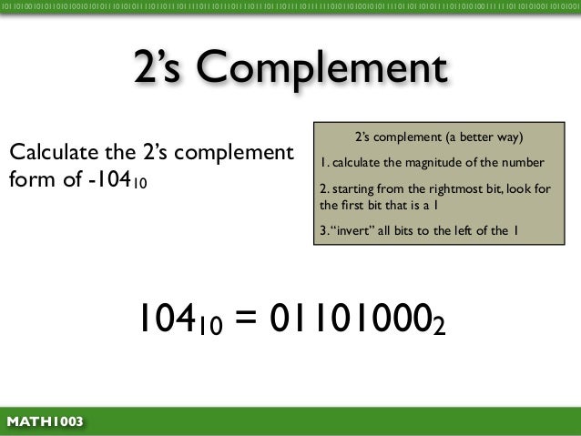 Math1003 1.15 - Integers and 2's Complement