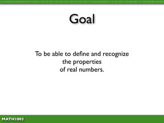 Math1003 1.2 - Properties of Numbers | PPT