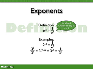 Math1003 1.3 - Exponents | PPT