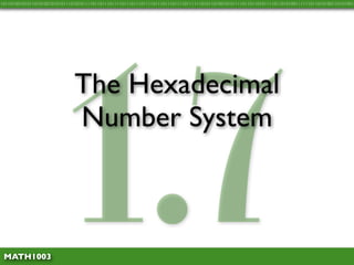 Math1003 1.7 - Hexadecimal Number System | PDF | Science