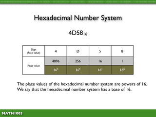 Math1003 1.7 - Hexadecimal Number System | PDF | Science