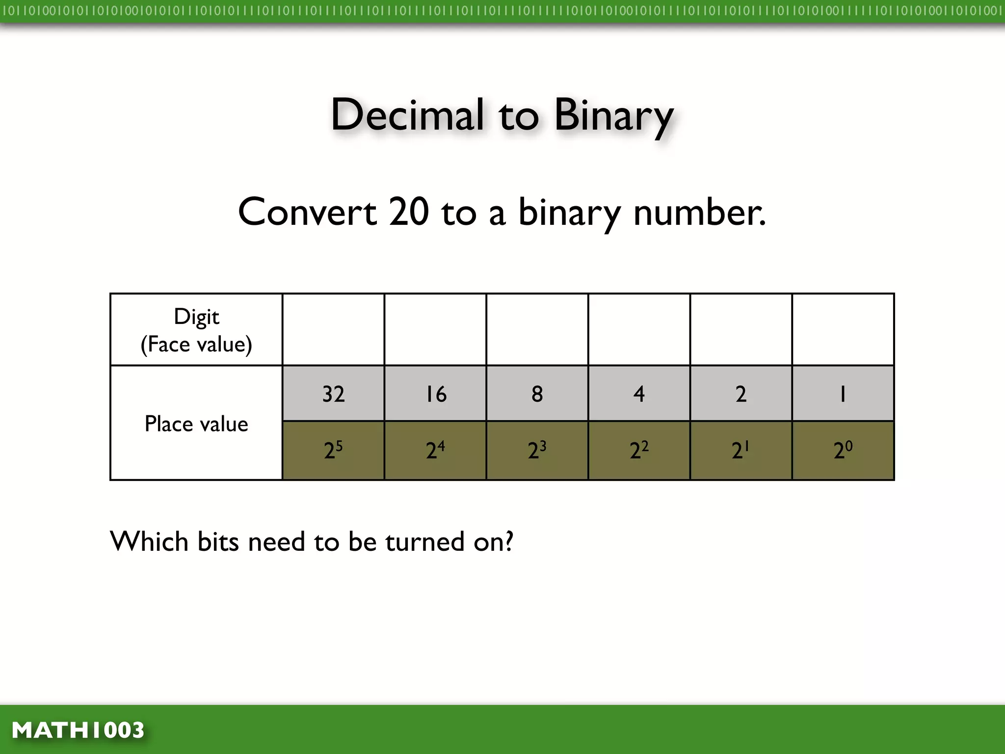 Math1003 1.9 - Converting Decimal to Binary and Hex | PDF