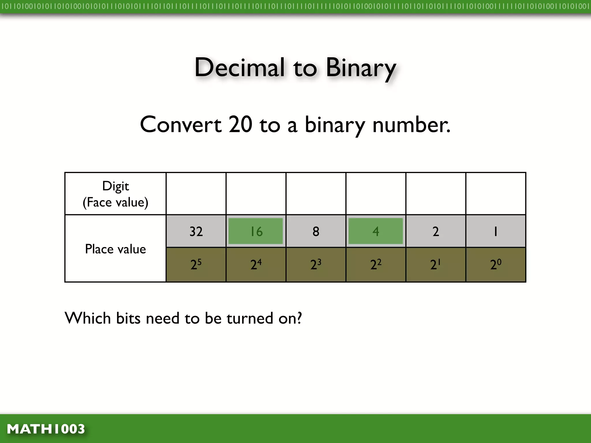 Math1003 1.9 - Converting Decimal to Binary and Hex | PDF