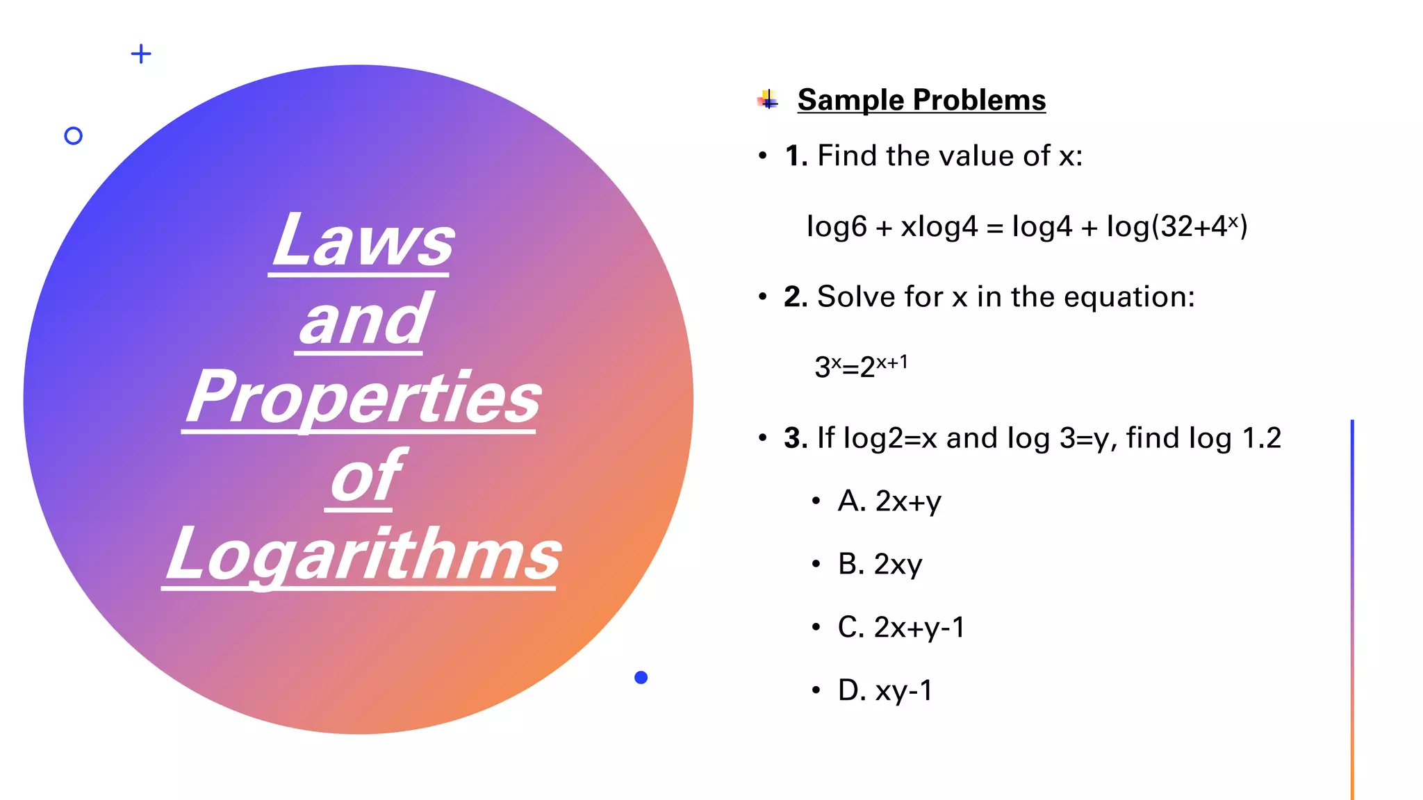 Math101 laws and properties of exponents, radicals, and logarithm | PPT