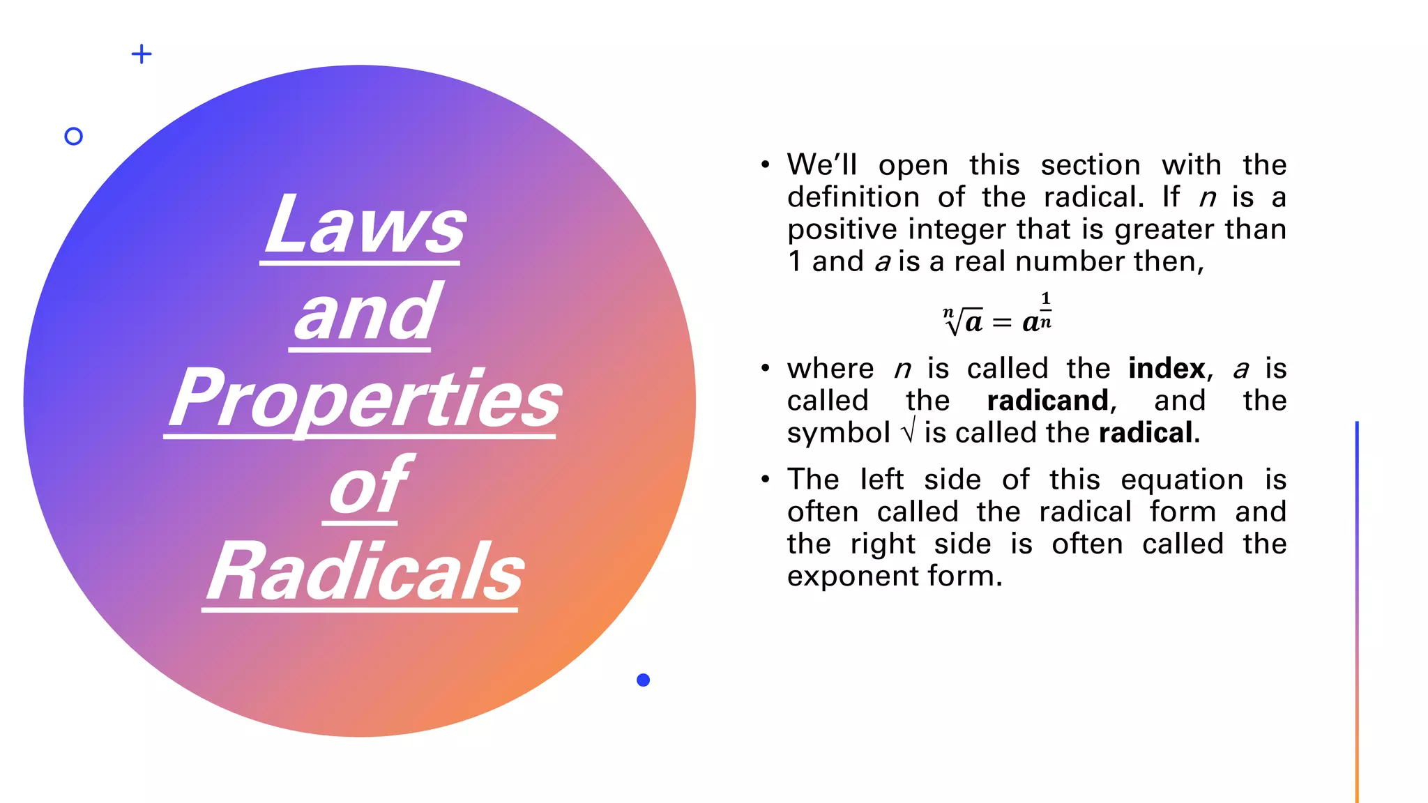 Math101 laws and properties of exponents, radicals, and logarithm | PPT
