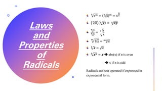 Math101 laws and properties of exponents, radicals, and logarithm | PPT