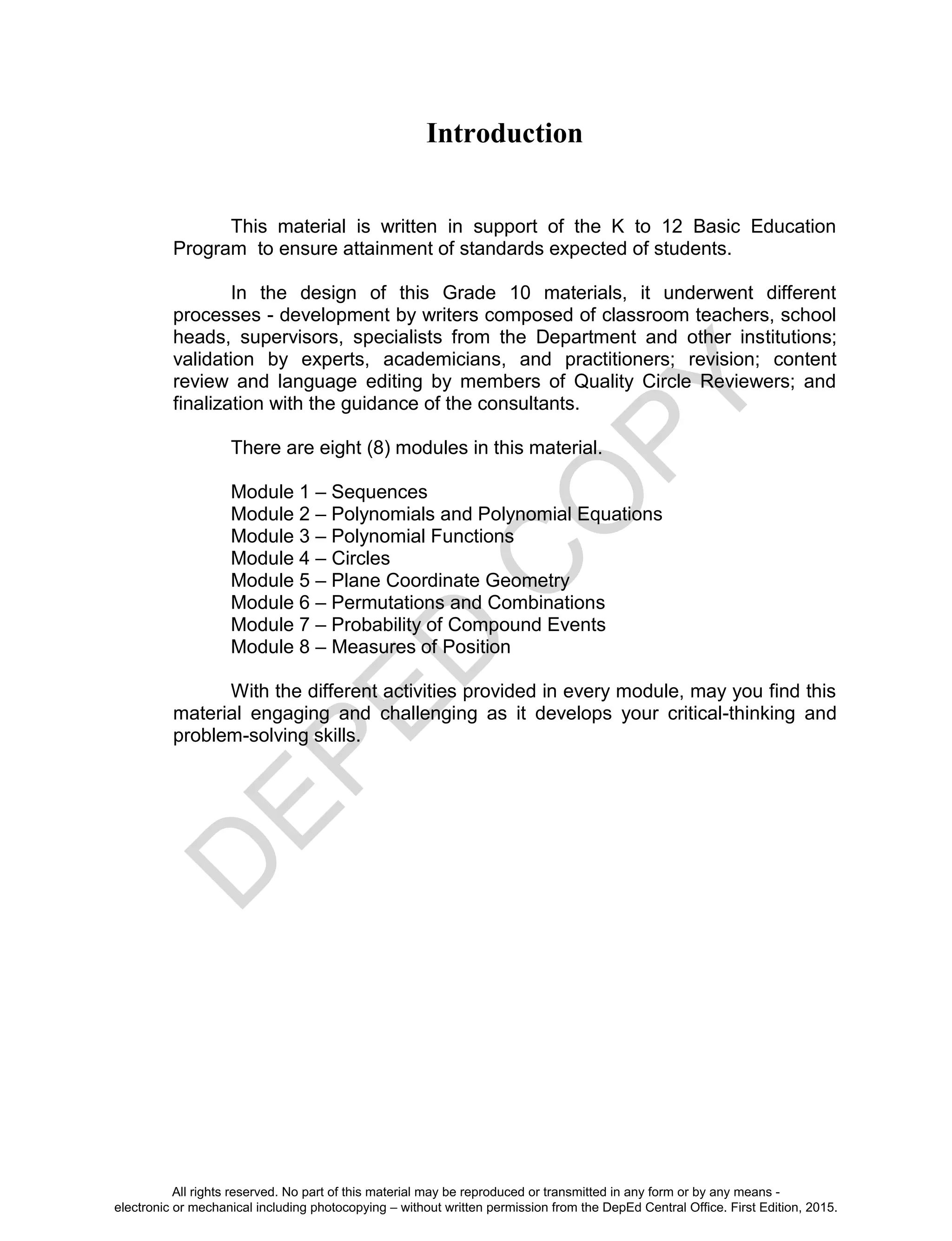 Mathematics 10 Learning Modules Quarter 1 | PDF