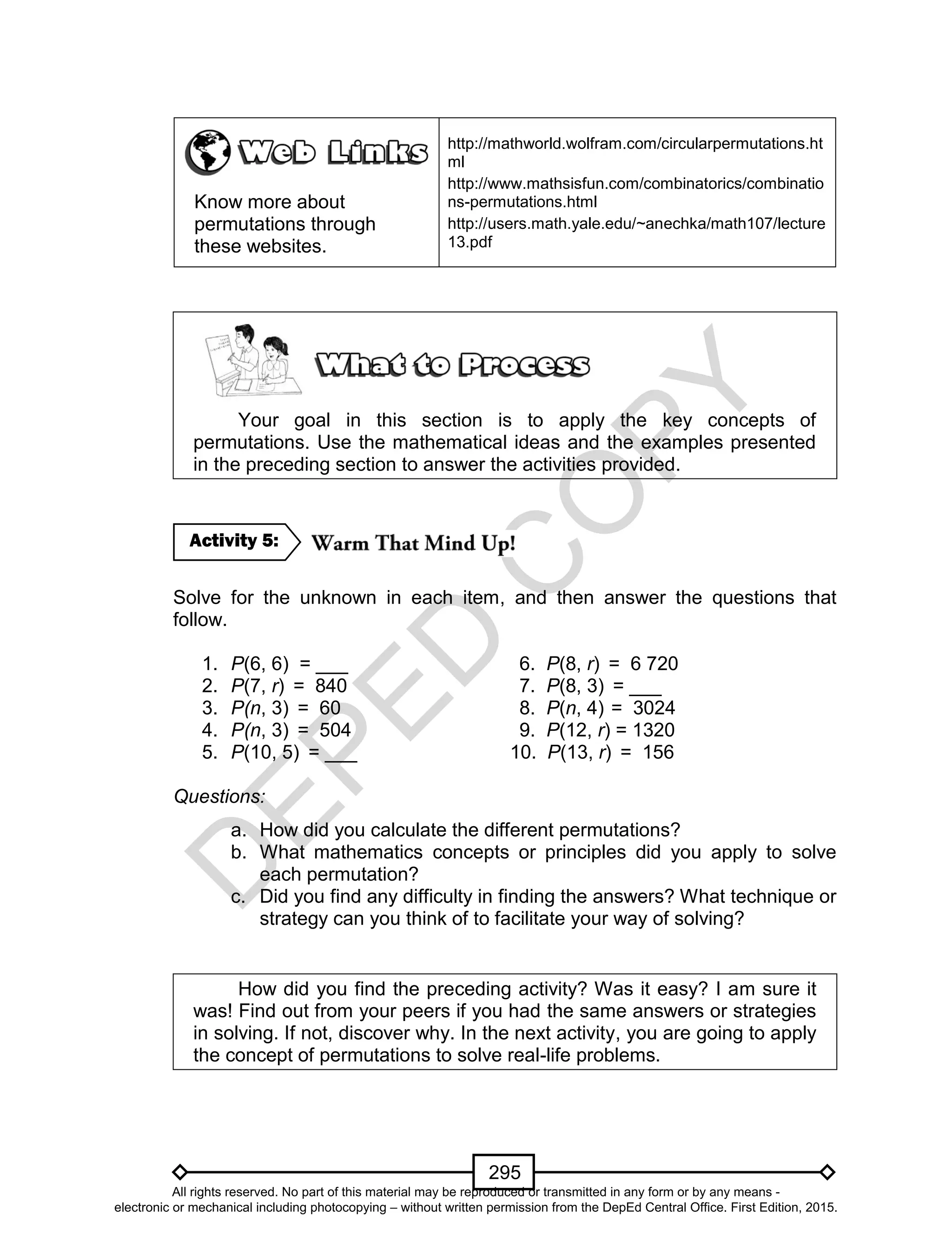 Mathematics 10 Learner’s Material Unit 3 | PDF