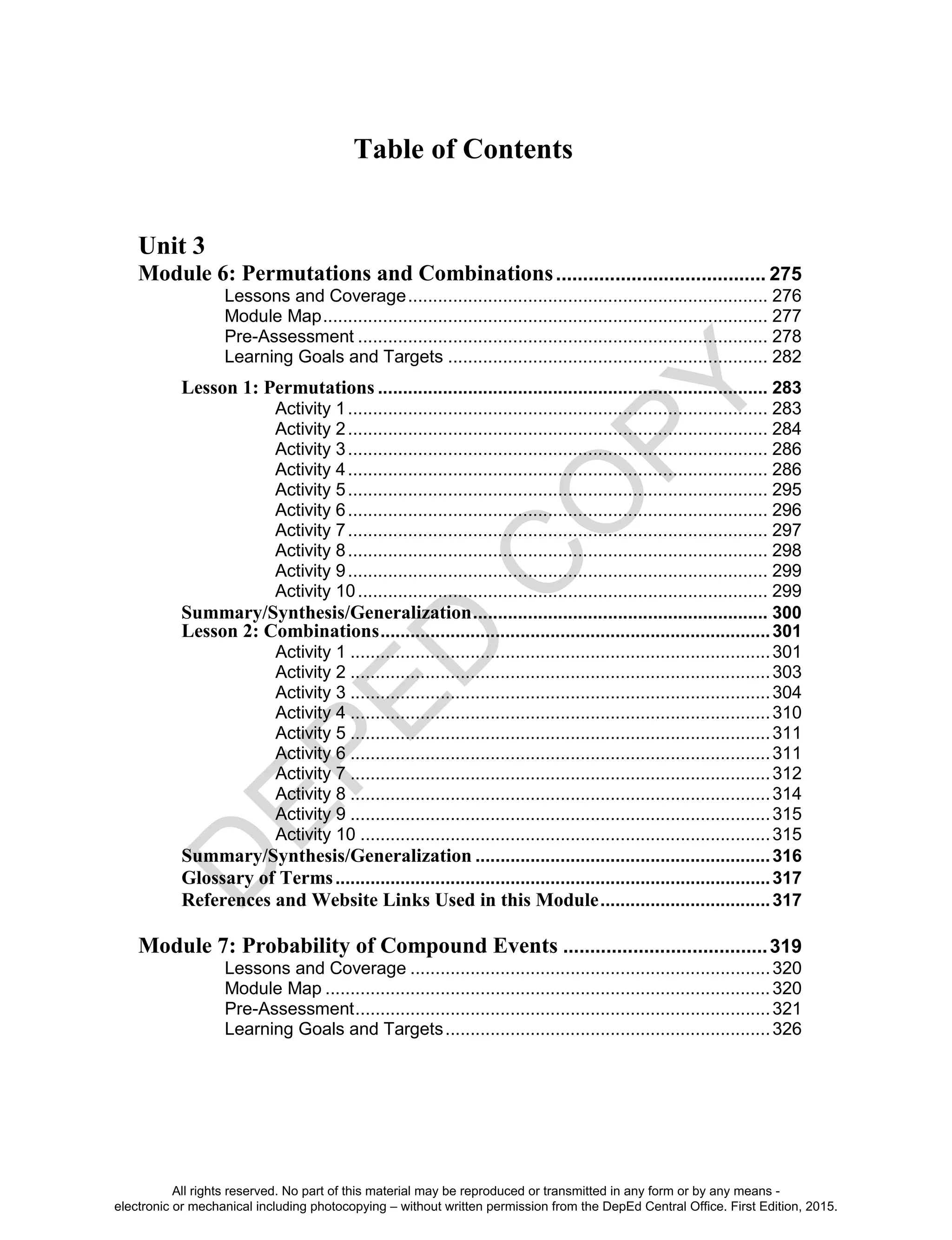 Mathematics 10 Learner’s Material Unit 3 | PDF
