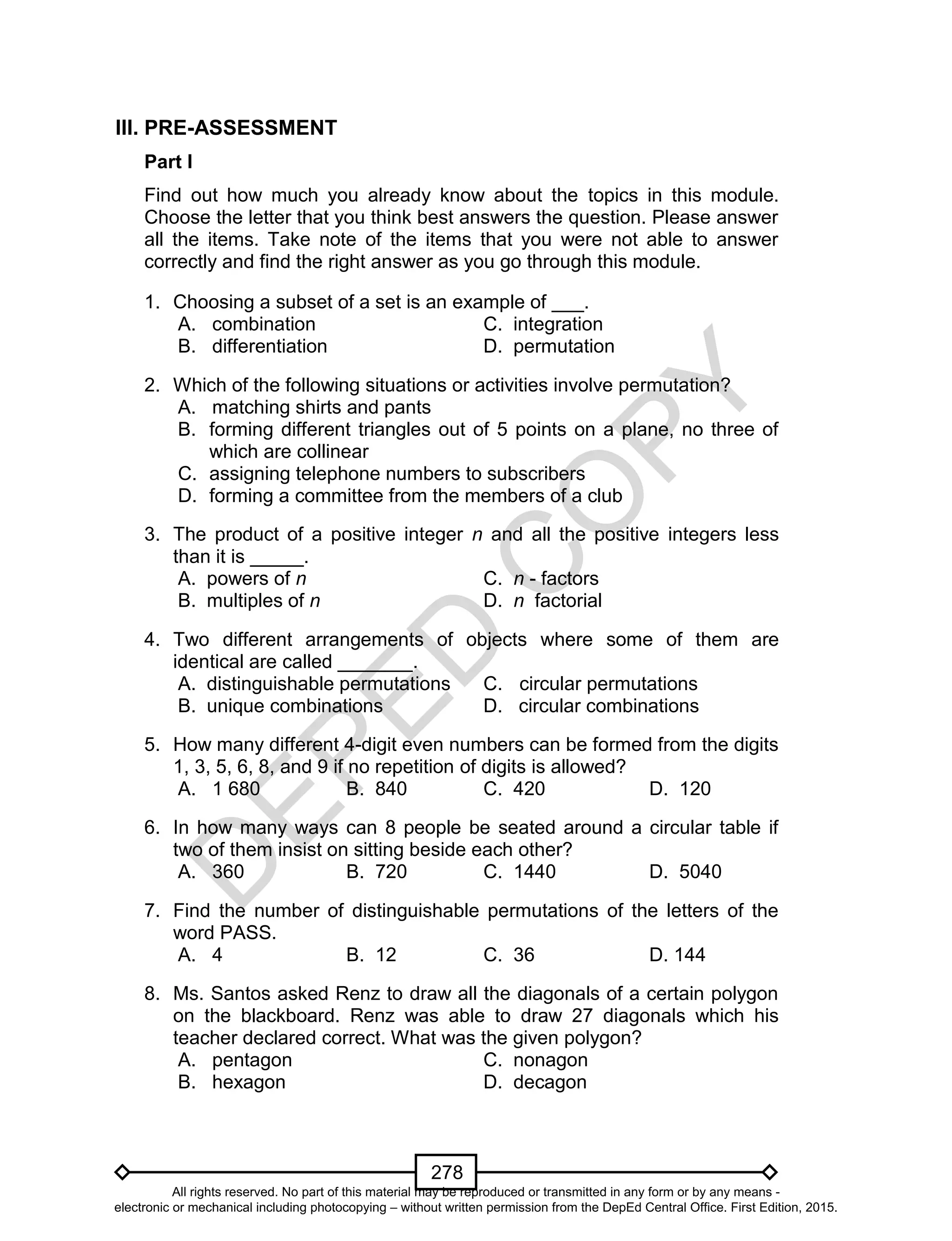 Math learners material grade 10 quarter 3 | PDF