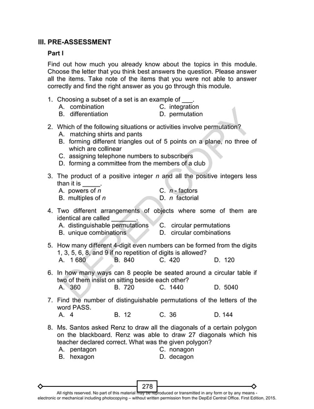 Mathematics 10 Learning Modules Quarter 3 | PDF