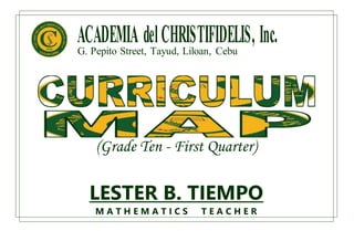 Curriculum Map in Mathematics 10 - Unit 1 (with Table of Specification ...