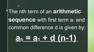 Mathematics 10 Quarter 1 : Arithmetic Sequence | PPT