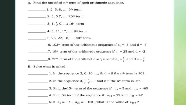 Mathematics 10 Quarter 1 : Arithmetic Sequence | PPTX