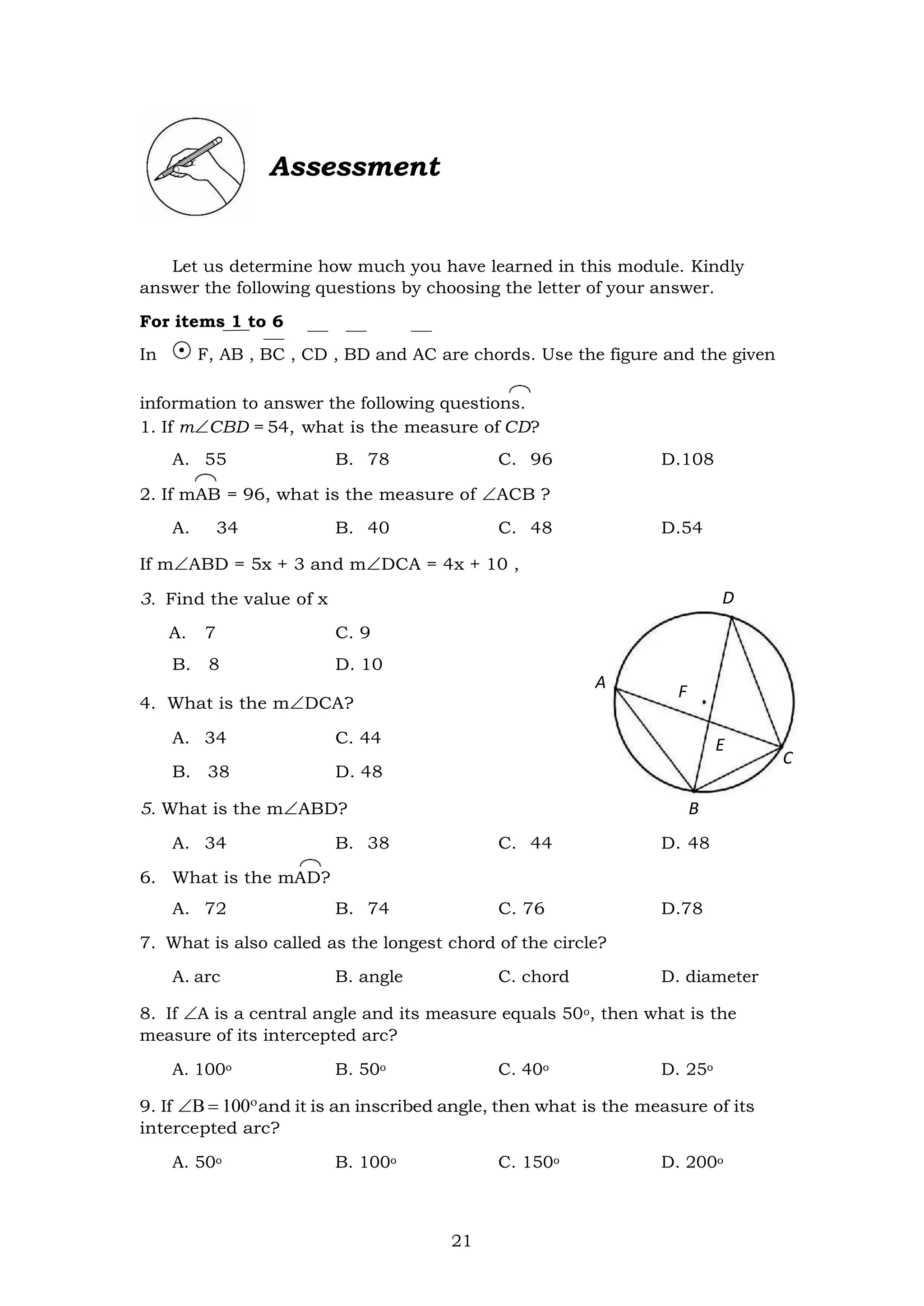 Math10 q2 mod2of8_chords,arcs,central angles and incribe angles of ...