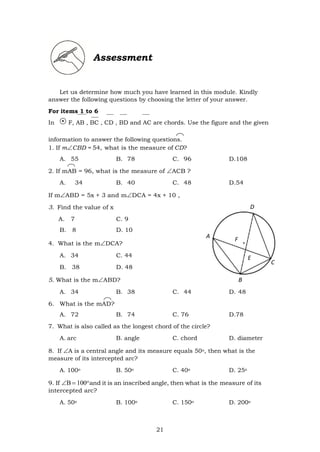 Math10 q2 mod2of8_chords,arcs,central angles and incribe angles of ...