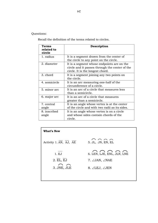 Math10 q2 mod2of8_chords,arcs,central angles and incribe angles of circles_v2 (1) | PDF