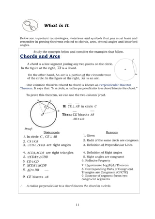 Math10 q2 mod3of8_theorems on chords, arcs, central angles and inscribed angles_v2 (1) | PDF