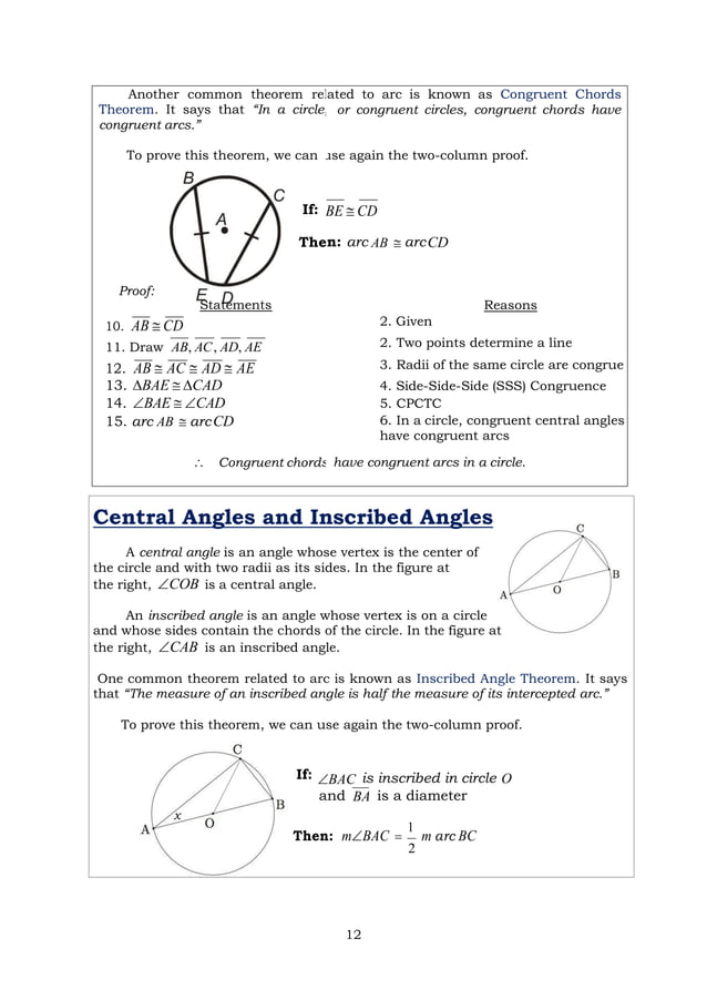 Math10 q2 mod3of8_theorems on chords, arcs, central angles and ...
