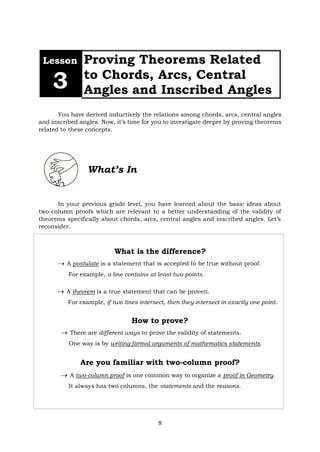 Math10 q2 mod3of8_theorems on chords, arcs, central angles and ...