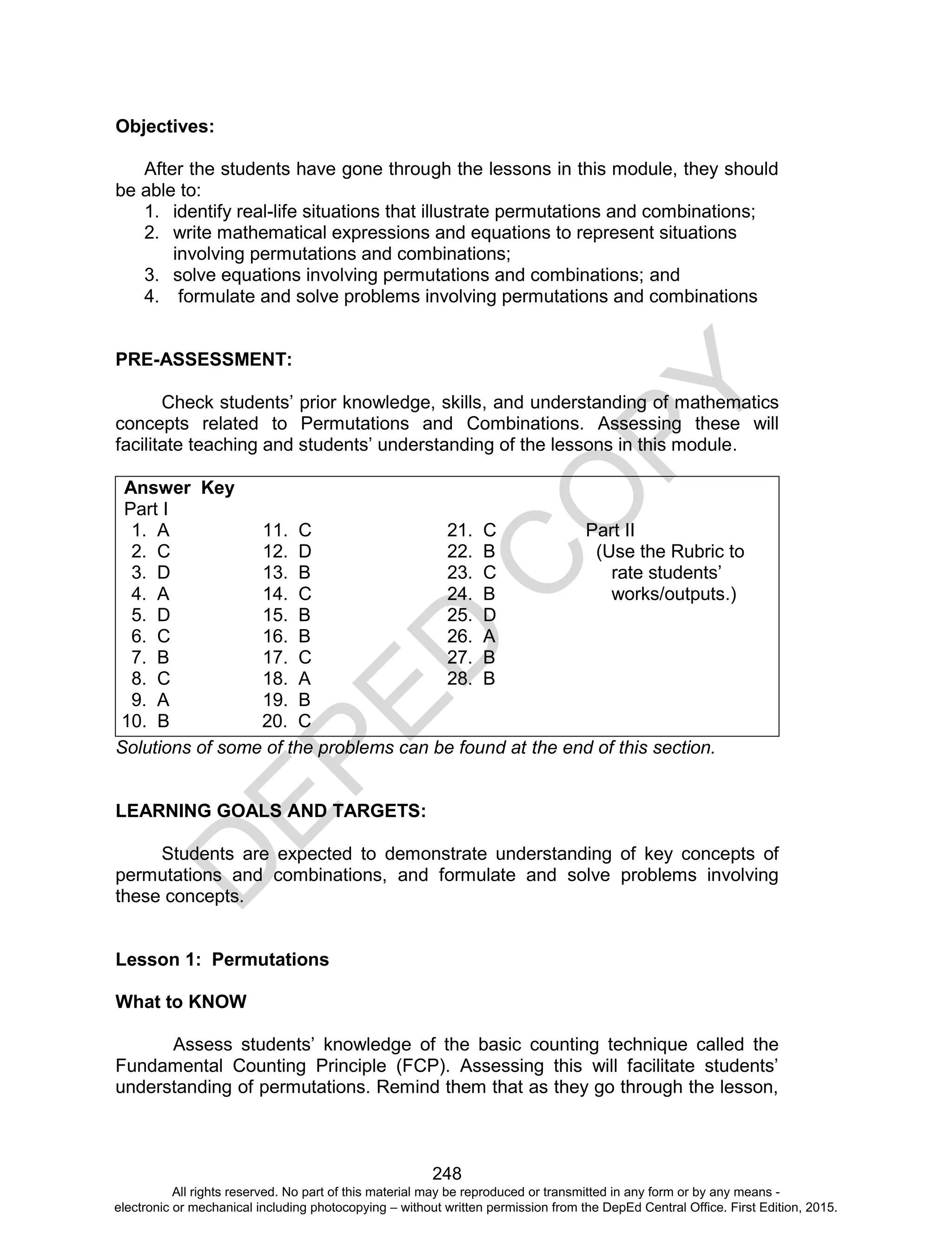Math10 teaching guide unit 3 | PDF