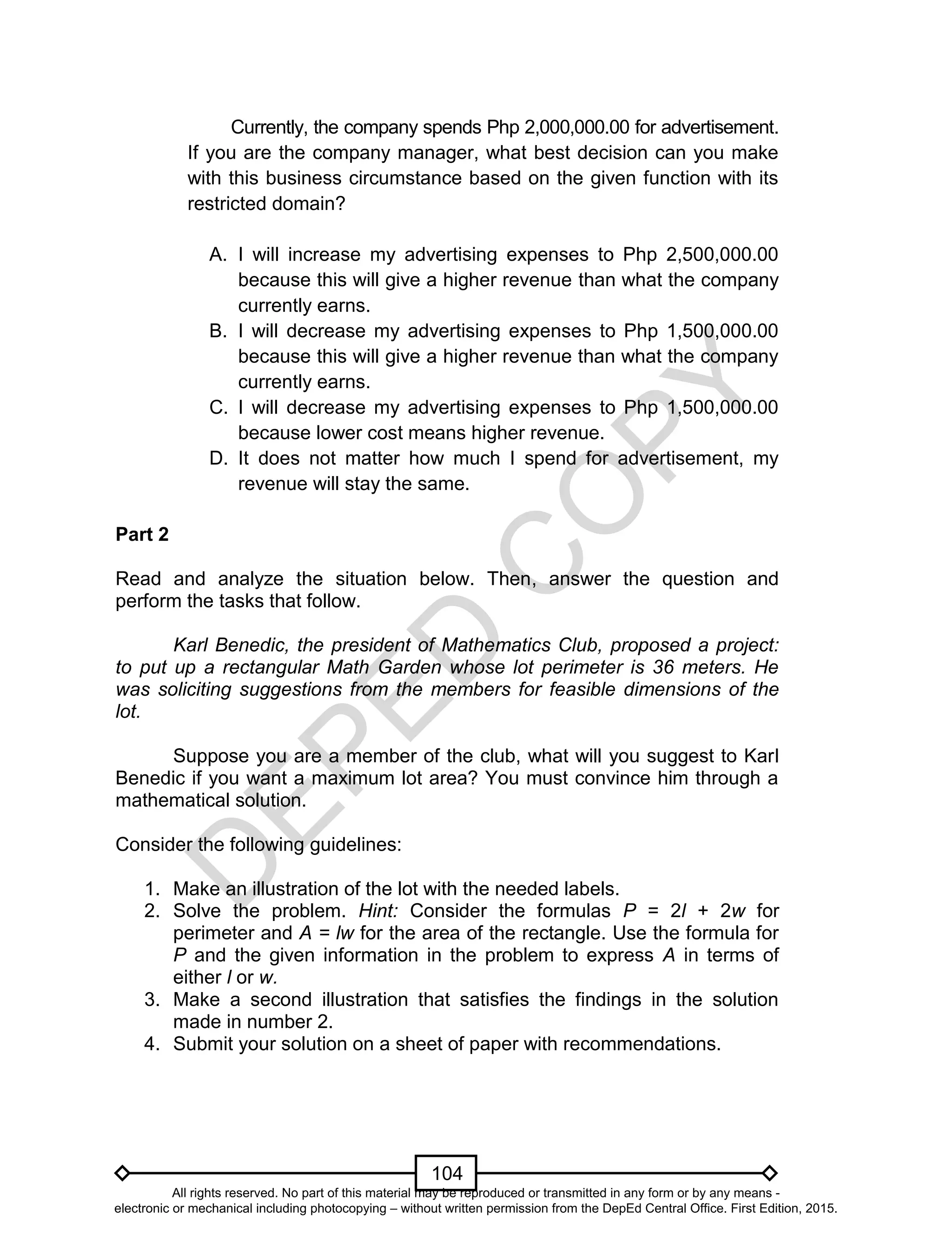 Math 10 Unit 2 LM | PDF | Publishing Industry | Industries