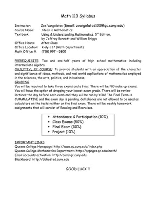 Math 113 ideas in mathematic math 113 01[5928] (queens college ...