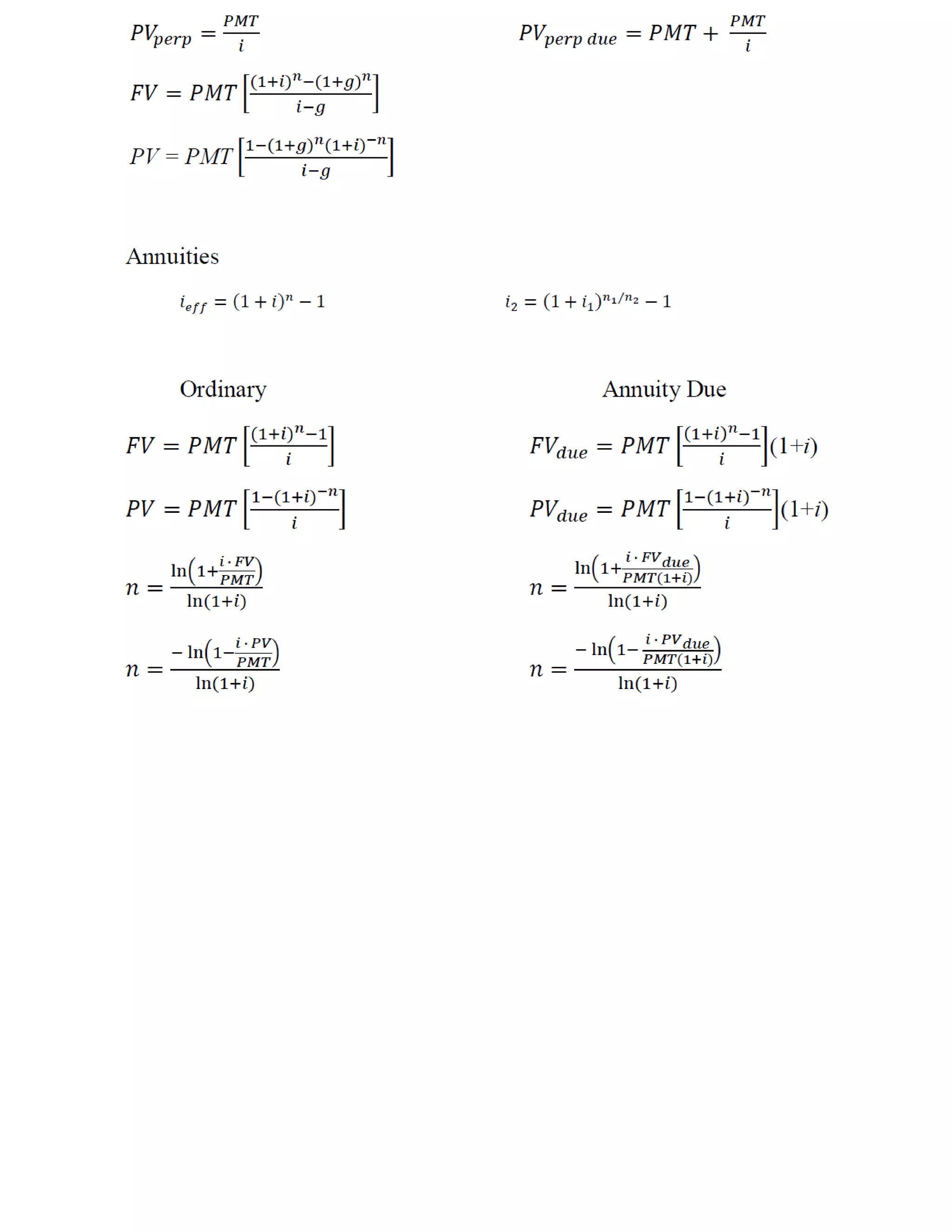 Math 114 formulas of whole session for okanagan college students | PDF