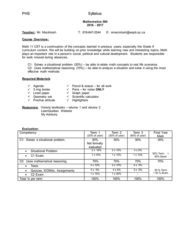 CST 504 Syllabus 2016 2017 | PDF
