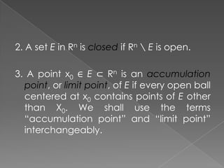 The Euclidean Spaces (elementary topology and sequences) | PPTX | Physics | Science