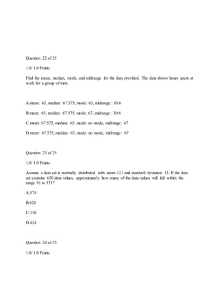 Math 125 final exam answers | DOCX