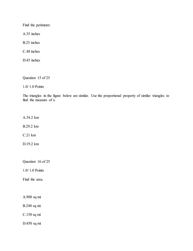 Math 125 final exam answers | PDF