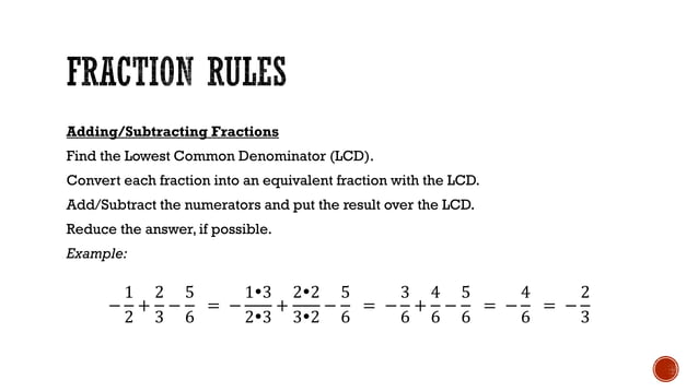 Math 1314 College Algebra Arithmetic Review | PPT
