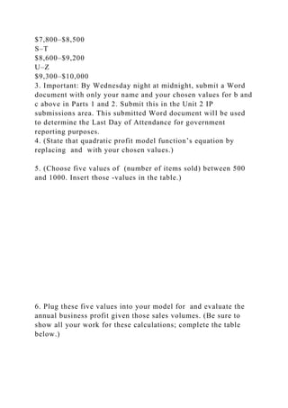 MATH133 UNIT 2 Quadratic EquationsIndividual Project Assignment.docx