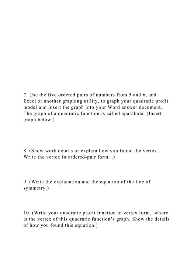 MATH133 UNIT 2 Quadratic EquationsIndividual Project Assignment.docx ...