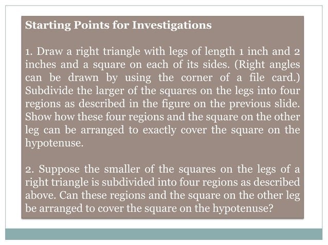 Math Investigation: Pythagorean Theorem | PPT
