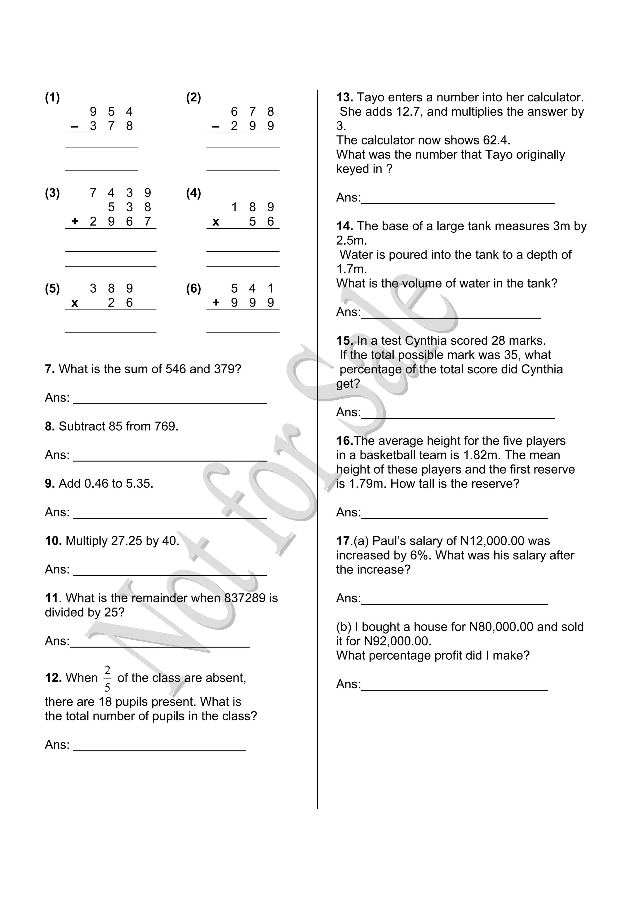 Math1 no restrictionLOYOLA JESUIT, ABUJA PAST QUESTIONS PAPERS maths ...