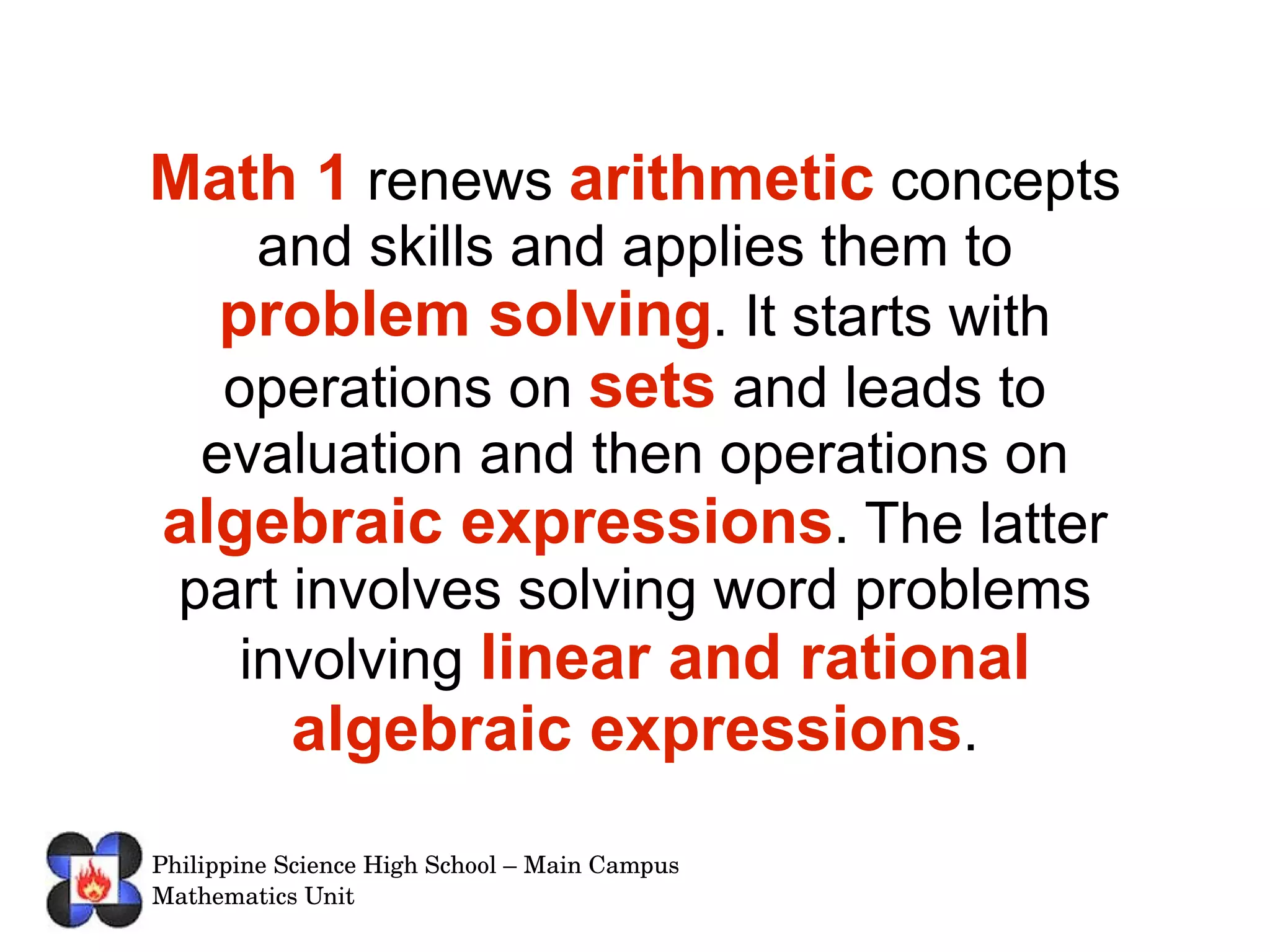 Math 1 Orientation Presentation | ODP