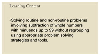 Mathematics Grade 1 - Solves routine and non routine problems | PPTX
