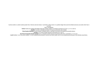 Prime numbers definition of Mathematics 1 | PPTX