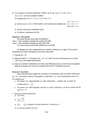 Devoir_Math BAc 2011 | PDF