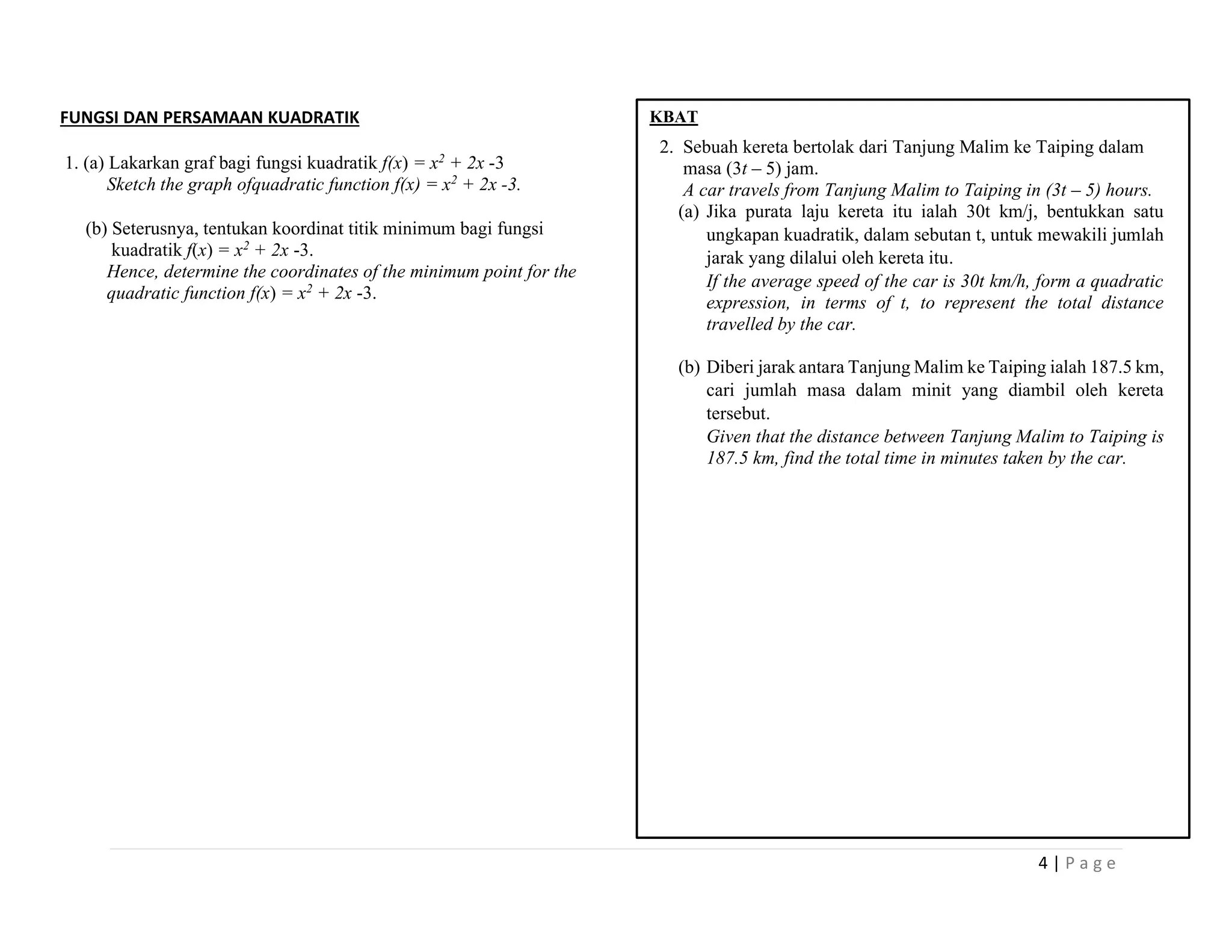 Soalan matematik SPM melibatkan tajuk tingatan 1-5 | PDF