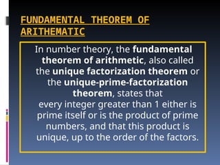 math 208 report fundamental theorem of arithmetic | PPT