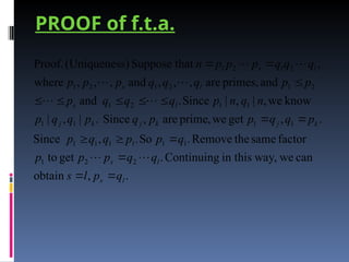 math 208 report fundamental theorem of arithmetic | PPT