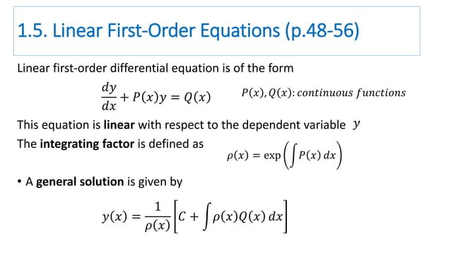 Chapter 1: First-Order Ordinary Differential Equations/Slides | PDF