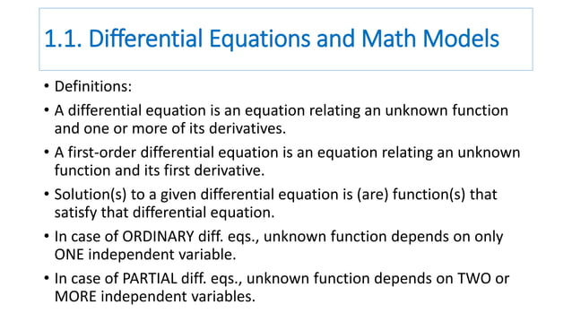 Chapter 1: First-Order Ordinary Differential Equations/Slides | PDF
